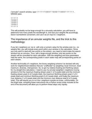 Calculation of sinuosity in GRASS GIS | PDF