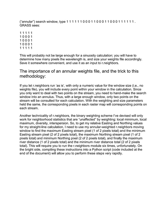 Calculation of sinuosity in GRASS GIS | PDF | Geography | Science