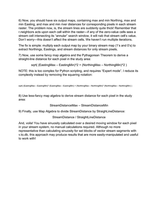 Calculation of sinuosity in GRASS GIS | PDF | Geography | Science