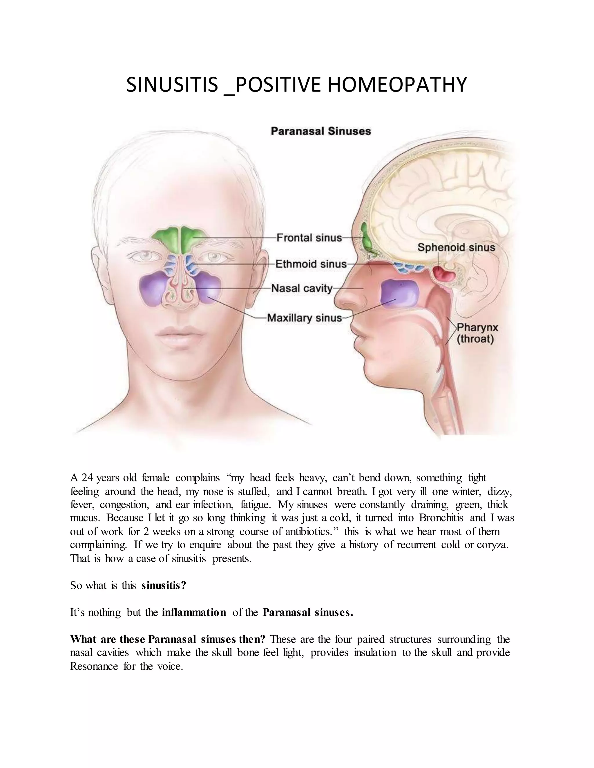 SINUSITIS _POSITIVE HOMEOPATHY | PDF