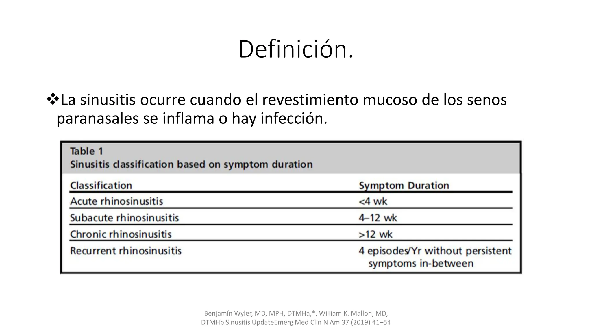 Clase de sinusitis de la materia de medicina interna | PPTX