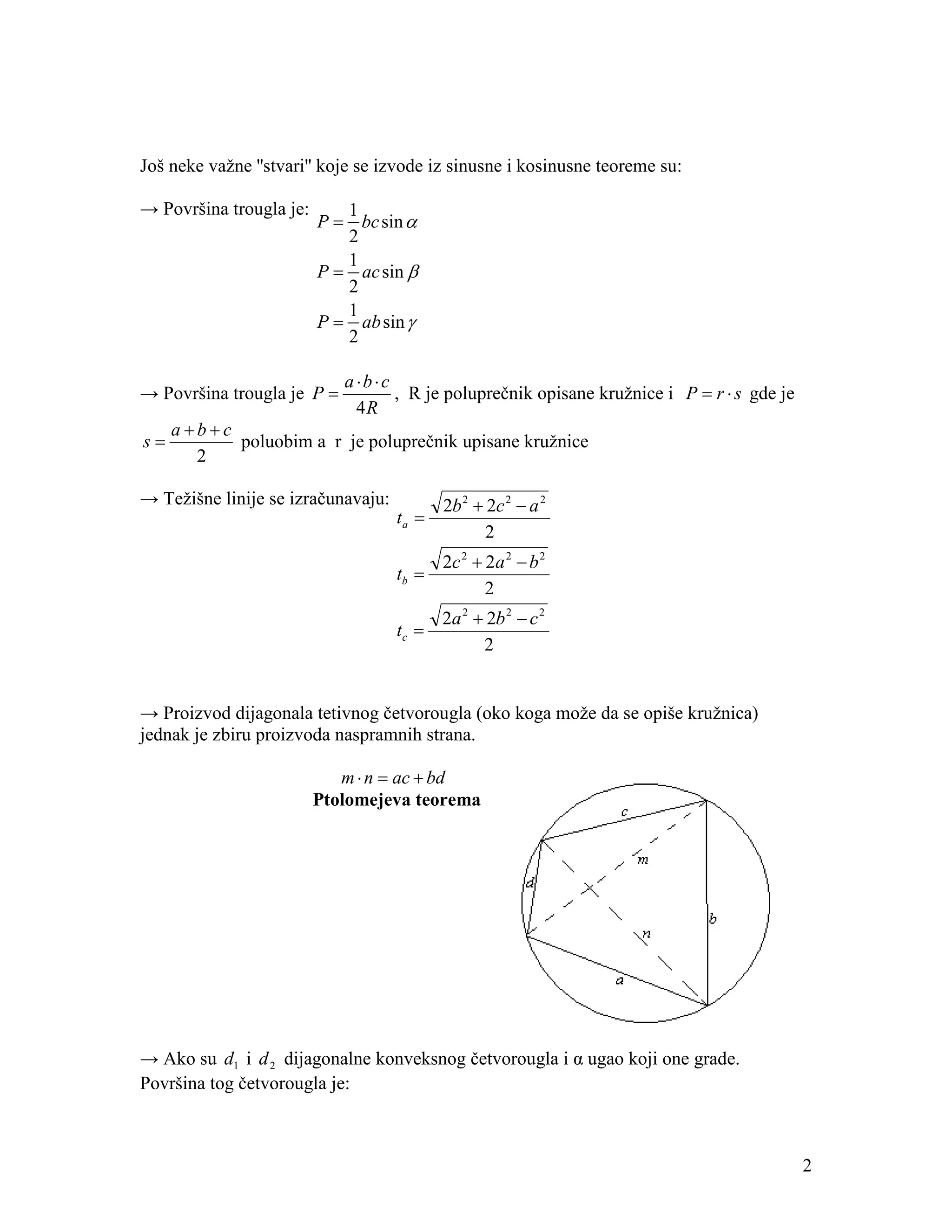 Sinusna i kosinusna_teorema | PDF