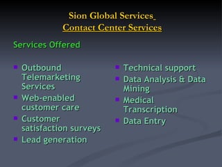 Sion company-profile | PPT | Telecommunications Industry | Industries