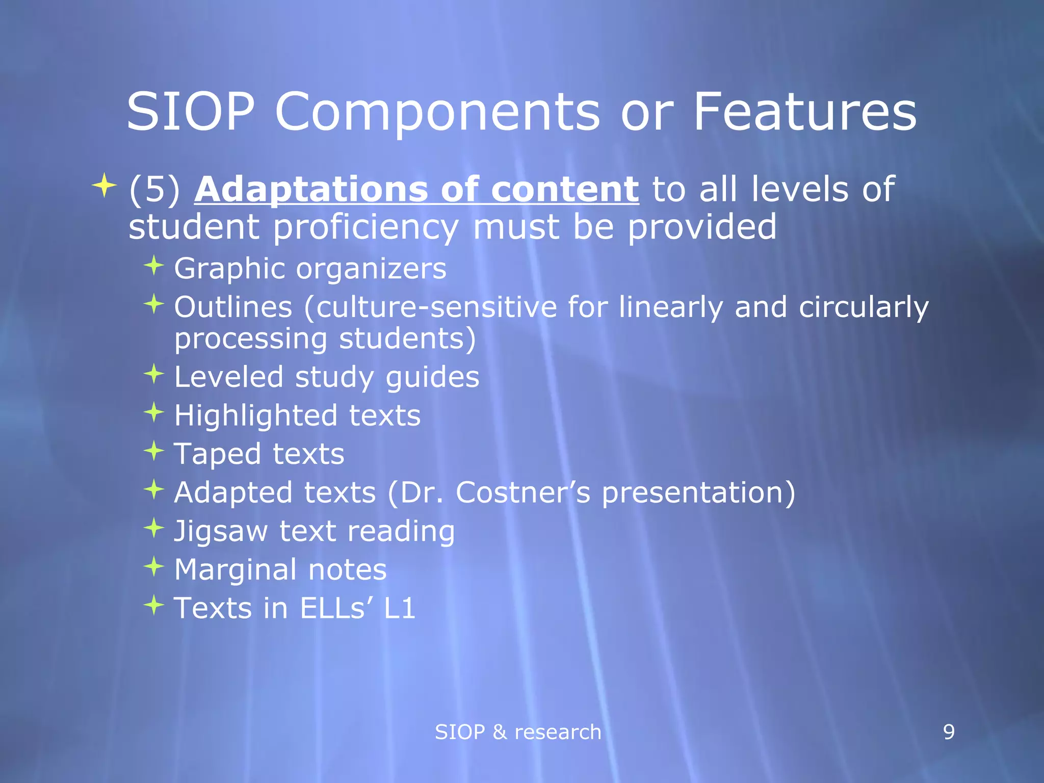 Siop model-and-research-findings | PPT | Free Download