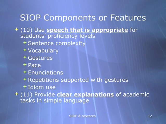 Siop model-and-research-findings | PPT | Free Download