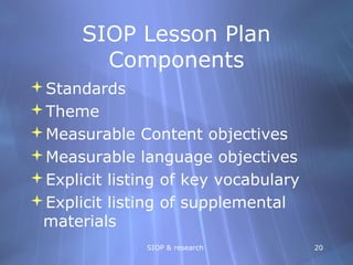 Siop model-and-research-findings | PPT