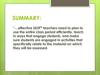 SIOP Model Features for Lesson Delivery | PPT