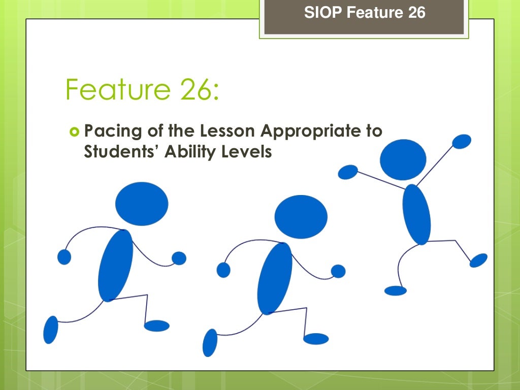 SIOP Model Features for Lesson Delivery