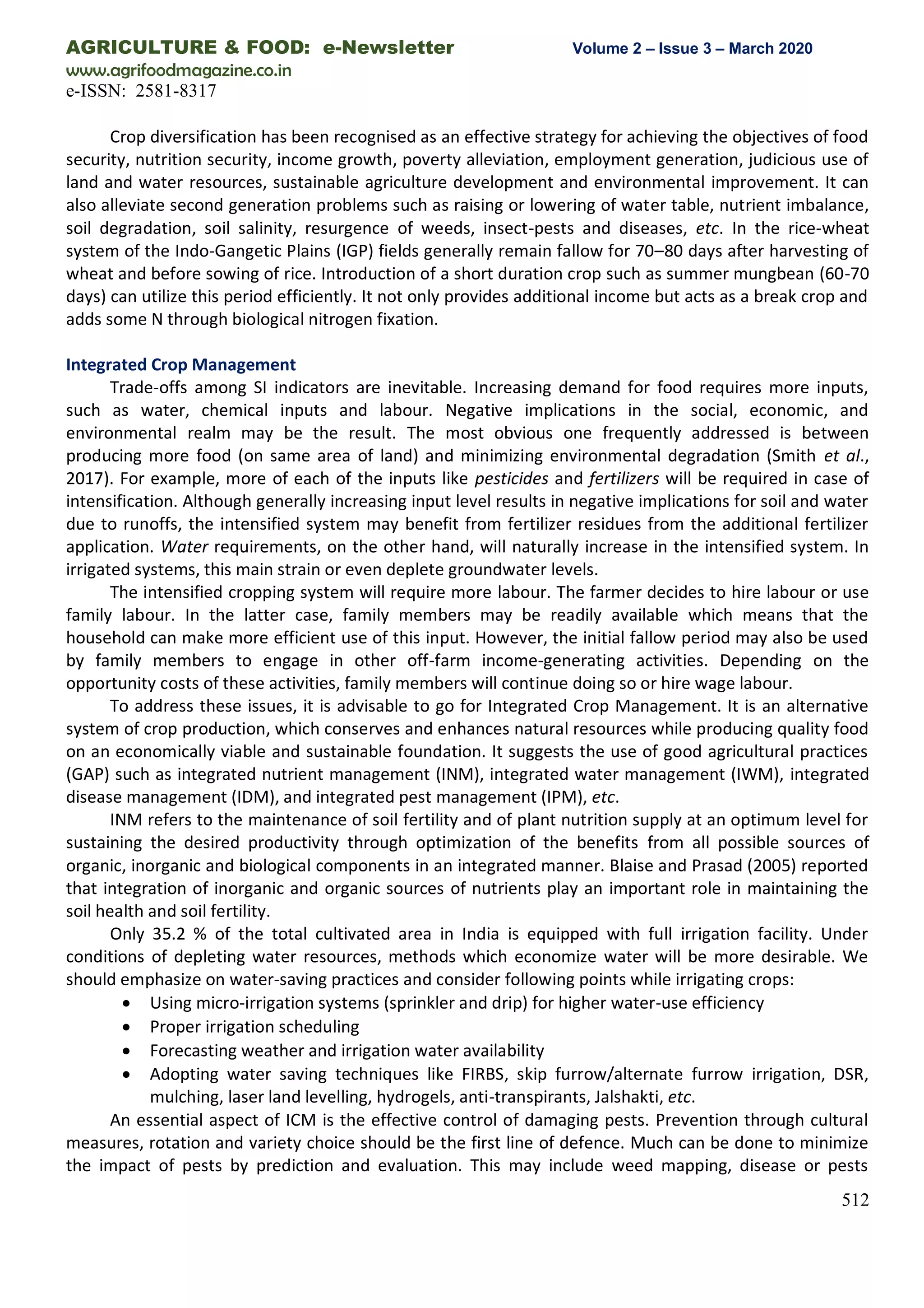 Sustainable intensification options for rice-wheat system | PDF
