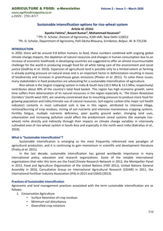 Sustainable intensification options for rice-wheat system | PDF