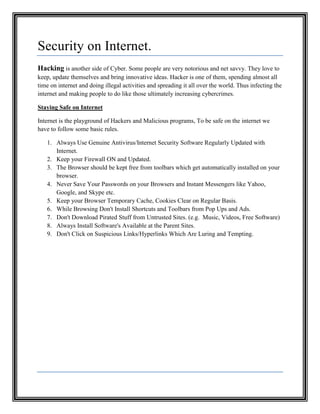 Ethical Hacking and Cyber Security | PDF