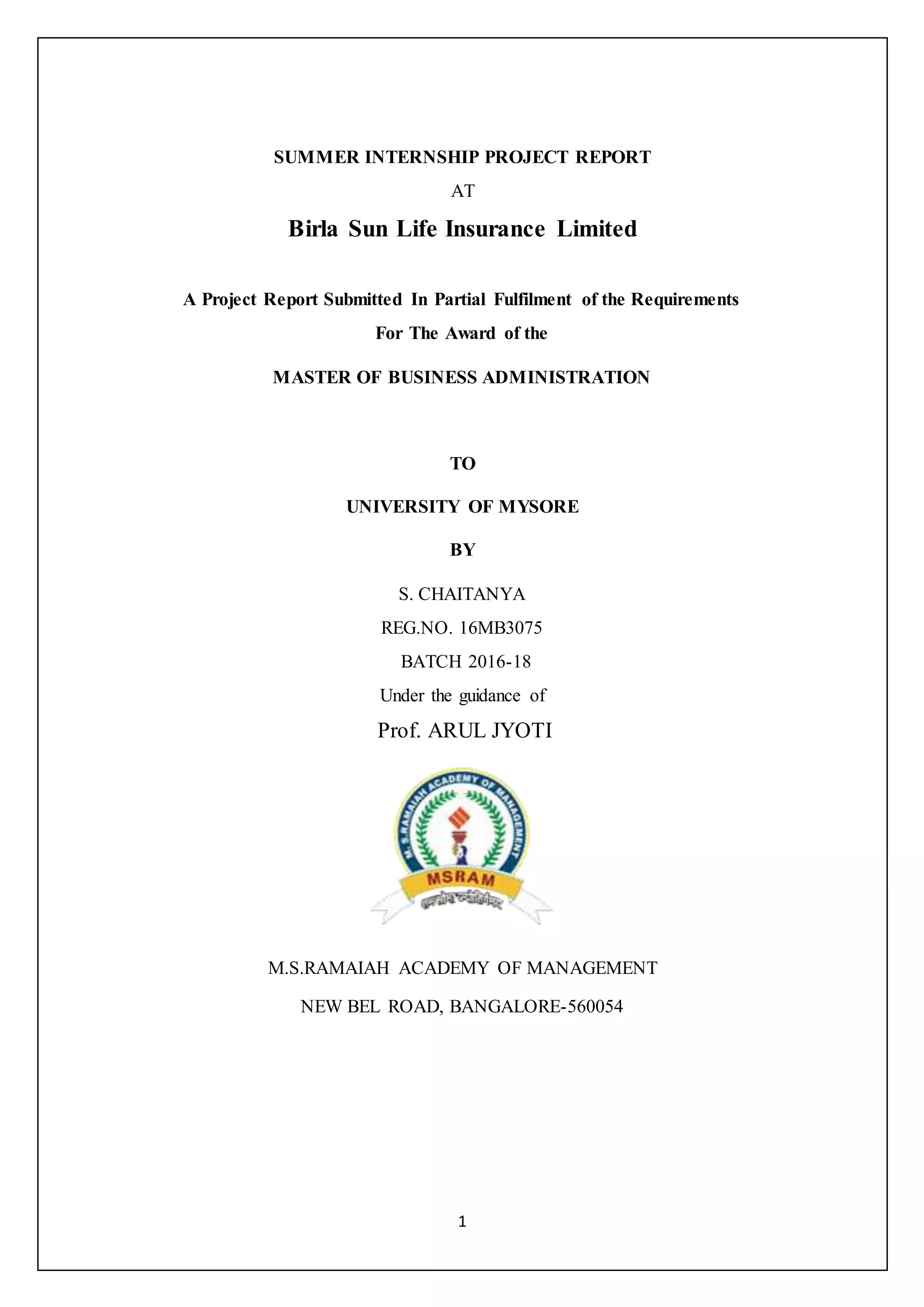 SUMMER INTERNSHIP PROJECT REPORT | DOCX