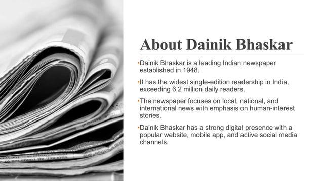 MBA Summer Internship at Dainik Bhaskar Jaipur | PPTX | Business ...