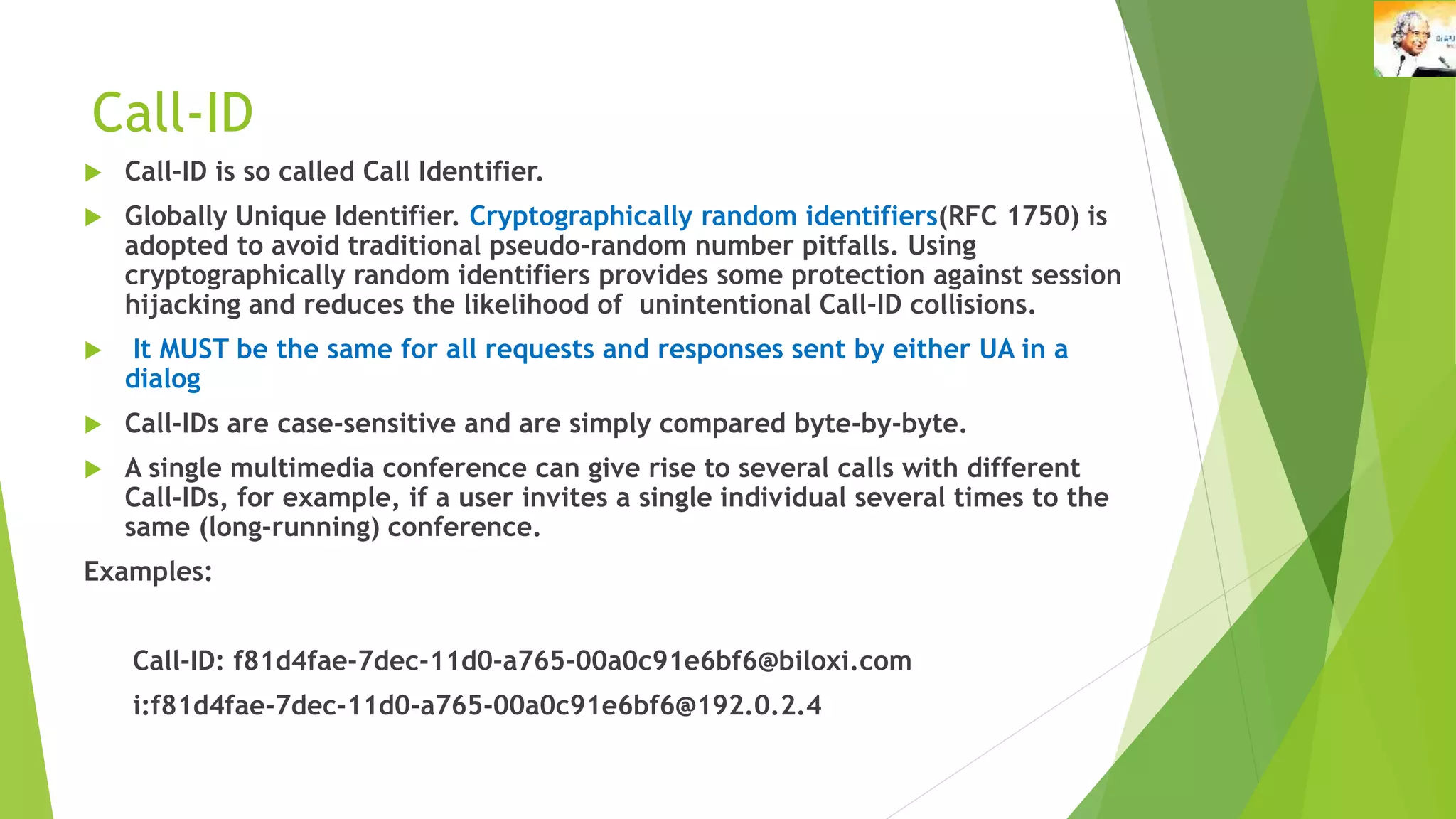 SIP: Call Id, Cseq, Via-branch, From & To-tag role play | PPTX