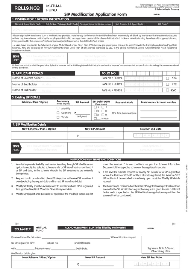 Sip modification-application-form | PDF