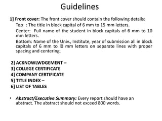Summer Internship/Project Report Writing & Viva Guidelines By Prof ...