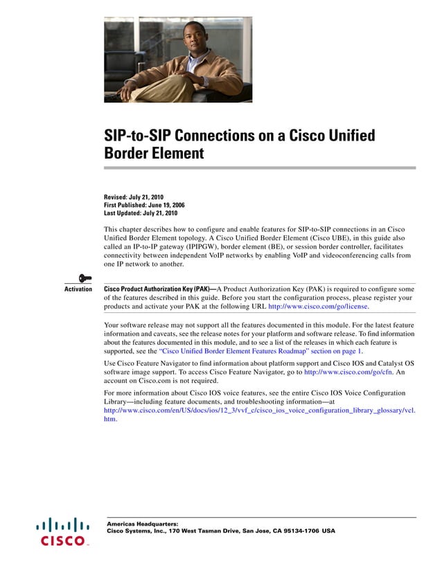 SIP-to-SIP Connections on a Cisco Unified Border Element | PDF