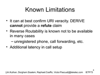 IETF-73 SIP Derive | PPT