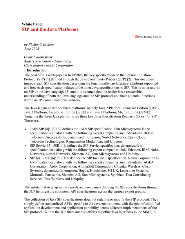 Sip and the java platforms | PDF