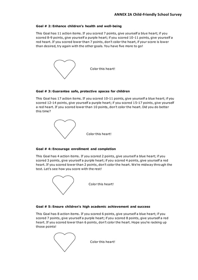 Sip annex 2 a child-friendly school survey | DOCX | Daycare and Pre-School | Parenting