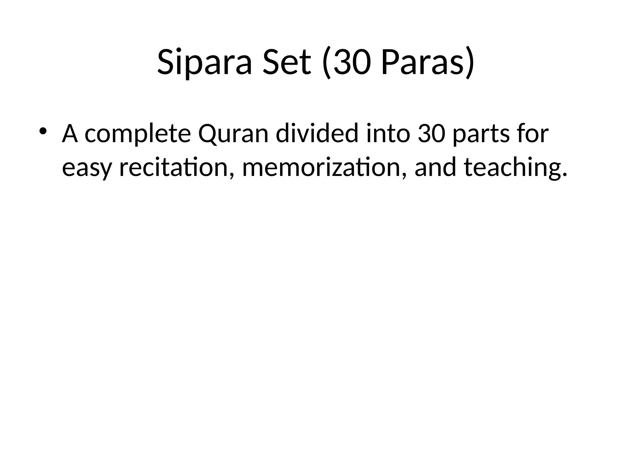 Sipara Set (30 Paras) – Complete Quran in 30 Separate Parts | PPTX