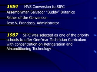 Sipc Thru The Years | PPT