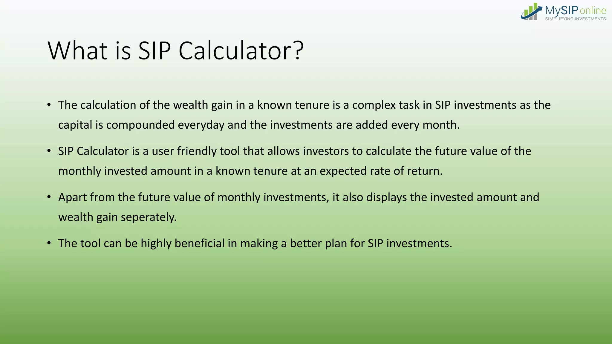 SIP Calculator - Innovative Tool For Simplified Mutual Fund Return ...
