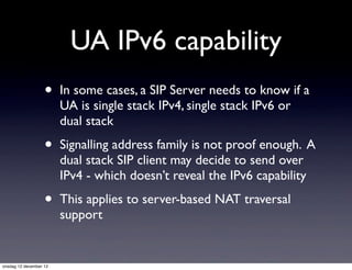 Sipforum SIP & IPv6 discussion slides | PDF | Internet | Computing