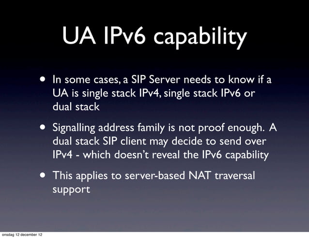Sipforum SIP & IPv6 discussion slides | PPT