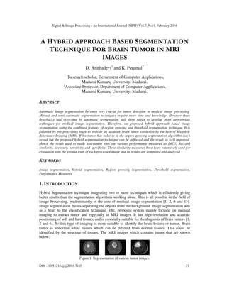 A HYBRID APPROACH BASED SEGMENTATION TECHNIQUE FOR BRAIN TUMOR IN MRI ...