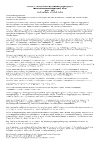 Sipi mula sa talumpati ni dilma rousseff sa kaniyang inagurasyon | DOCX Sipi mula sa talumpati ni dilma rousseff sa kaniyang inagurasyon | DOCX