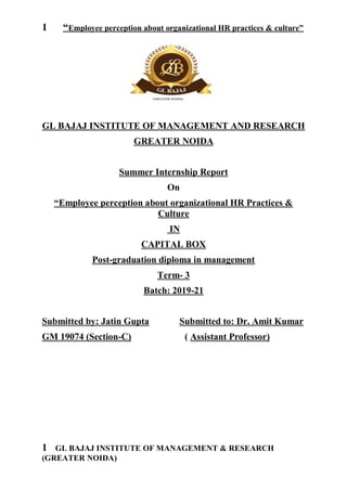 Sip internship report 1st year ( batch 2019 21) | PDF