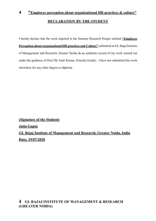 Sip internship report 1st year ( batch 2019 21) | PDF