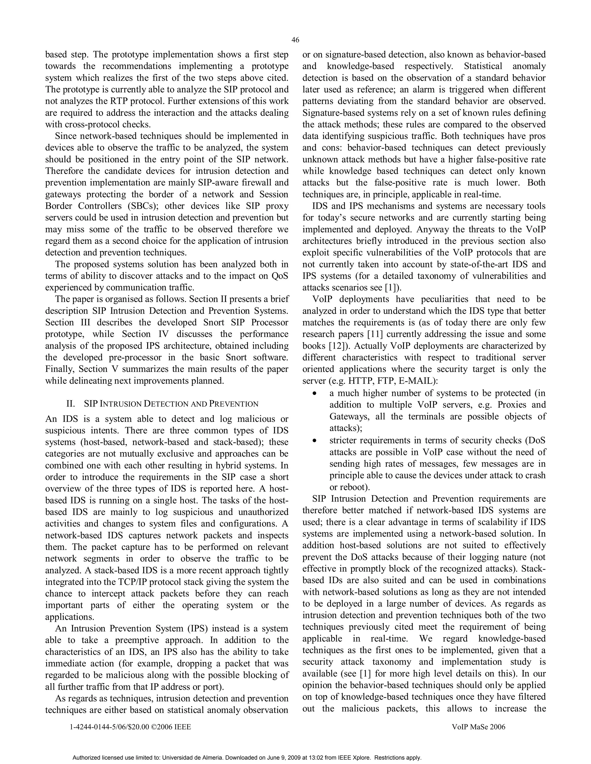 Sip Intrusion Detection And Prevention Recommendations And Prototype Implementation Pdf