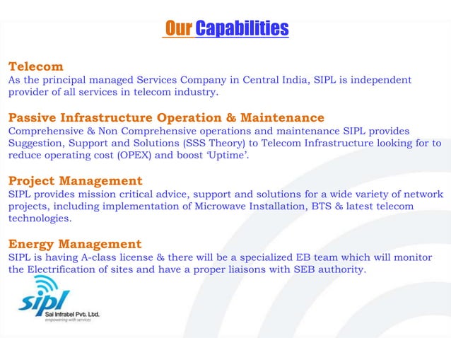 SIPL_Company_Profile.pptx | Telecommunications Industry | Industries