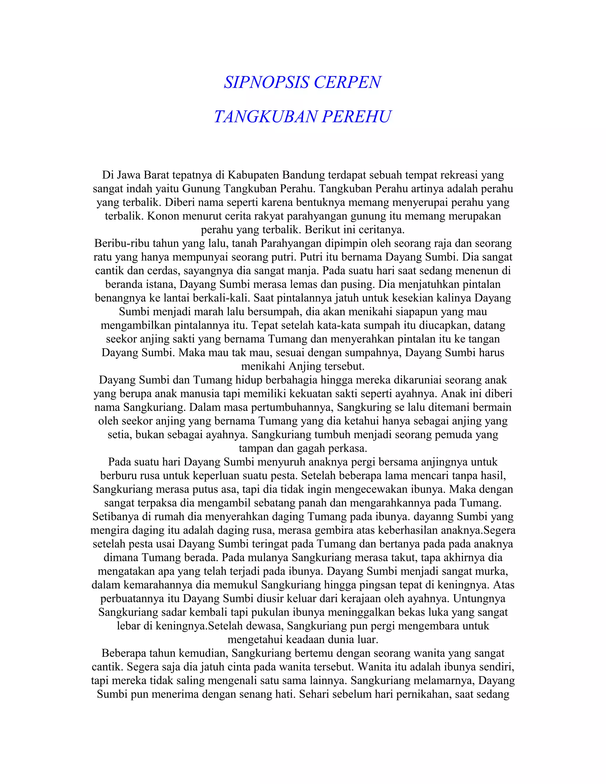 Sipnopsis cerpen | PDF