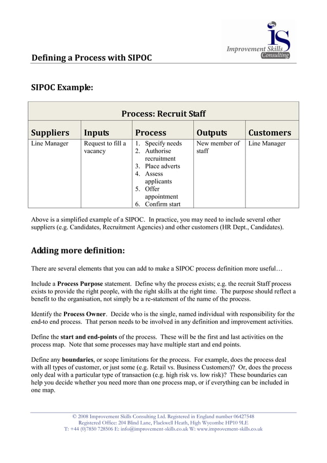 Sipoc | PDF