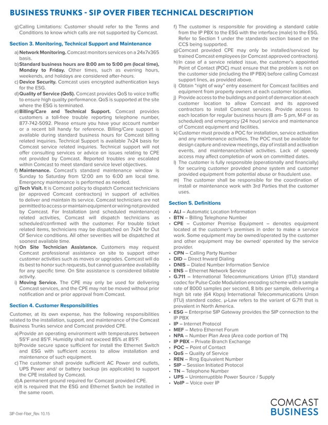 Comcast SIP Technical Description | PDF