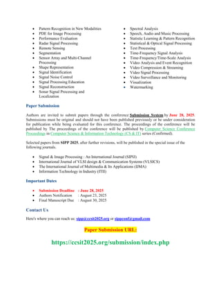 13th International Conference on Signal, Image Processing and Pattern ...