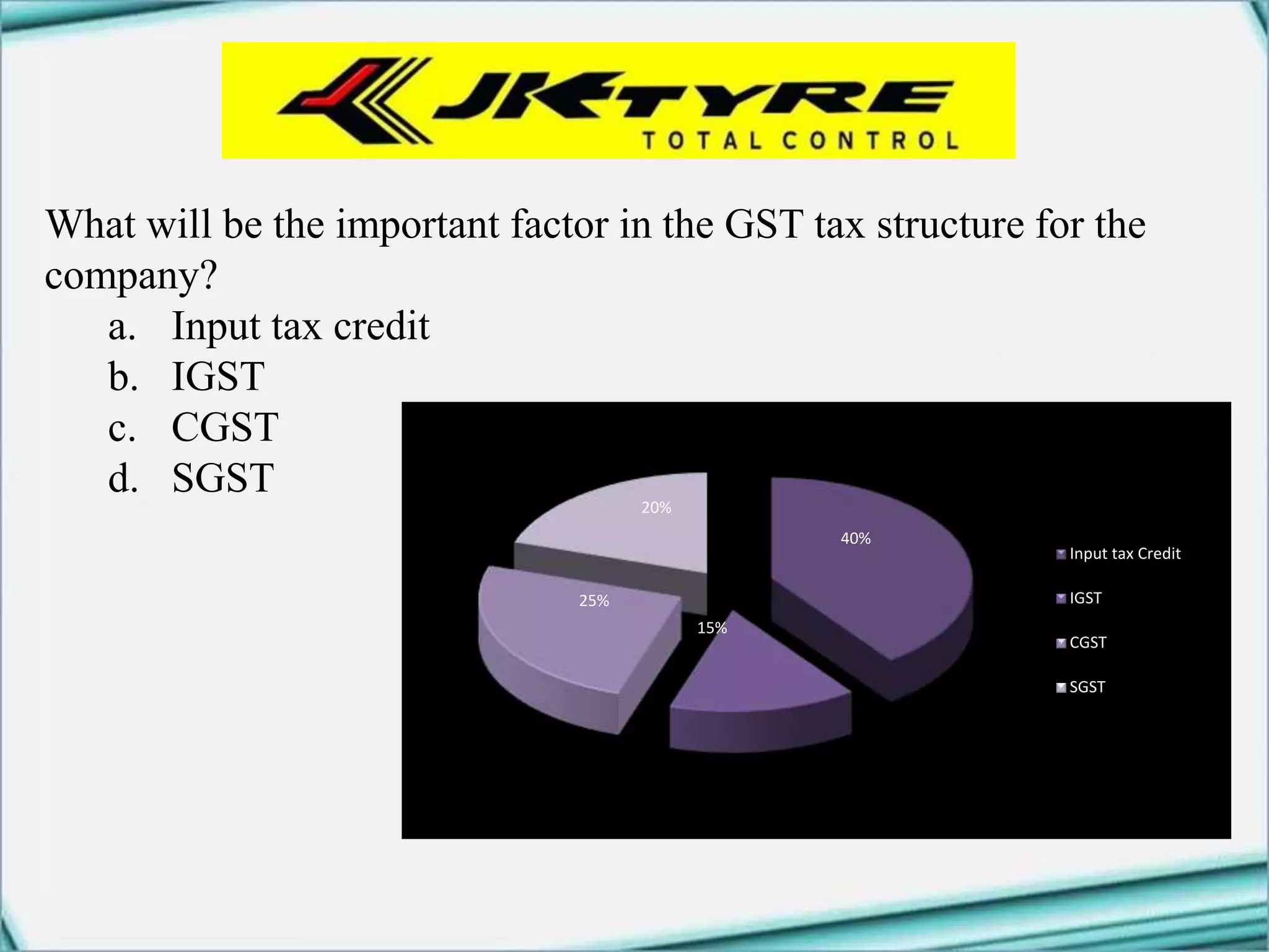 Impact of GST on tyre Manufacturing Concern | PPTX