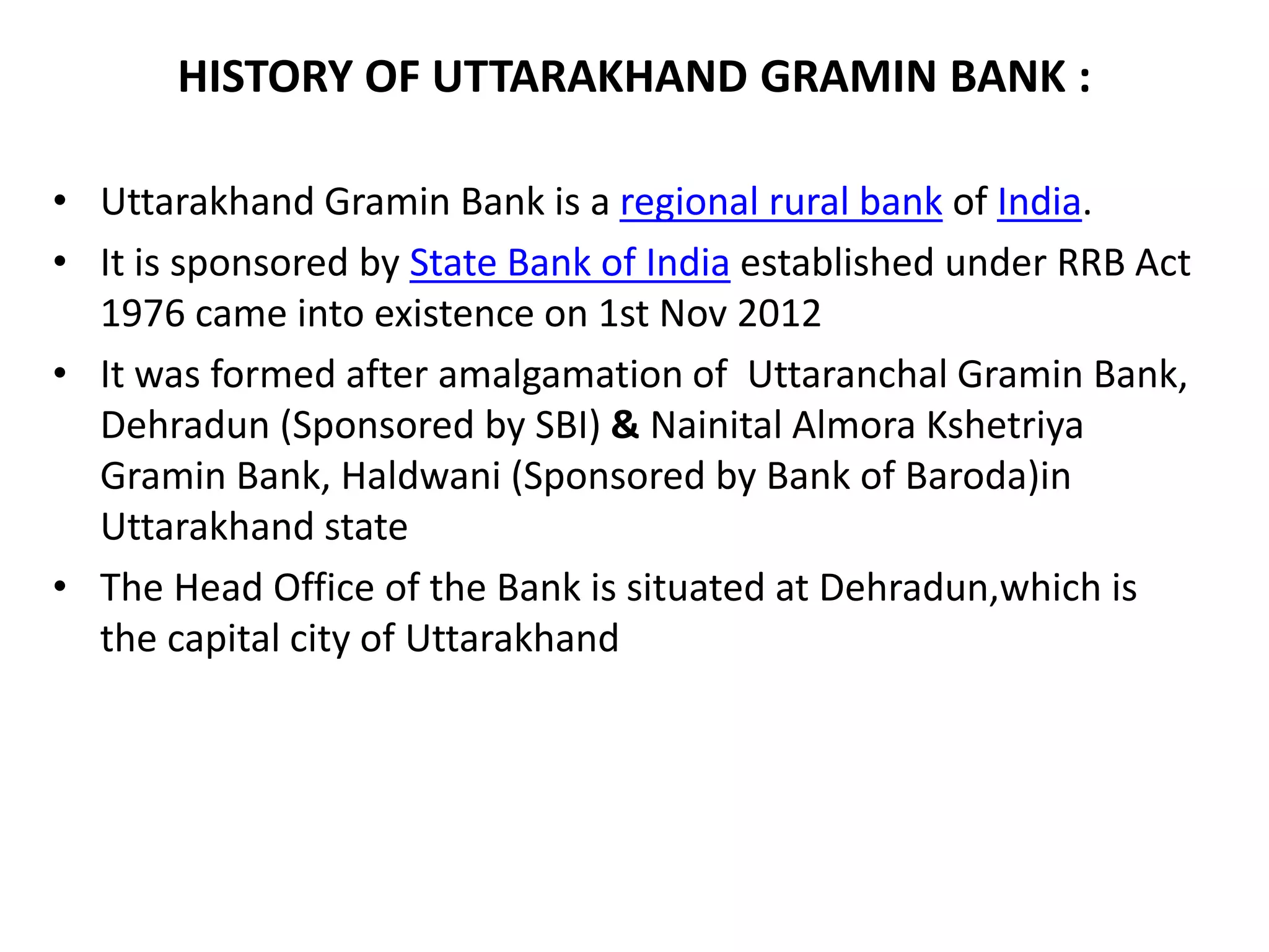 Presentation on Uttarakhand Gramin Bank | PPTX