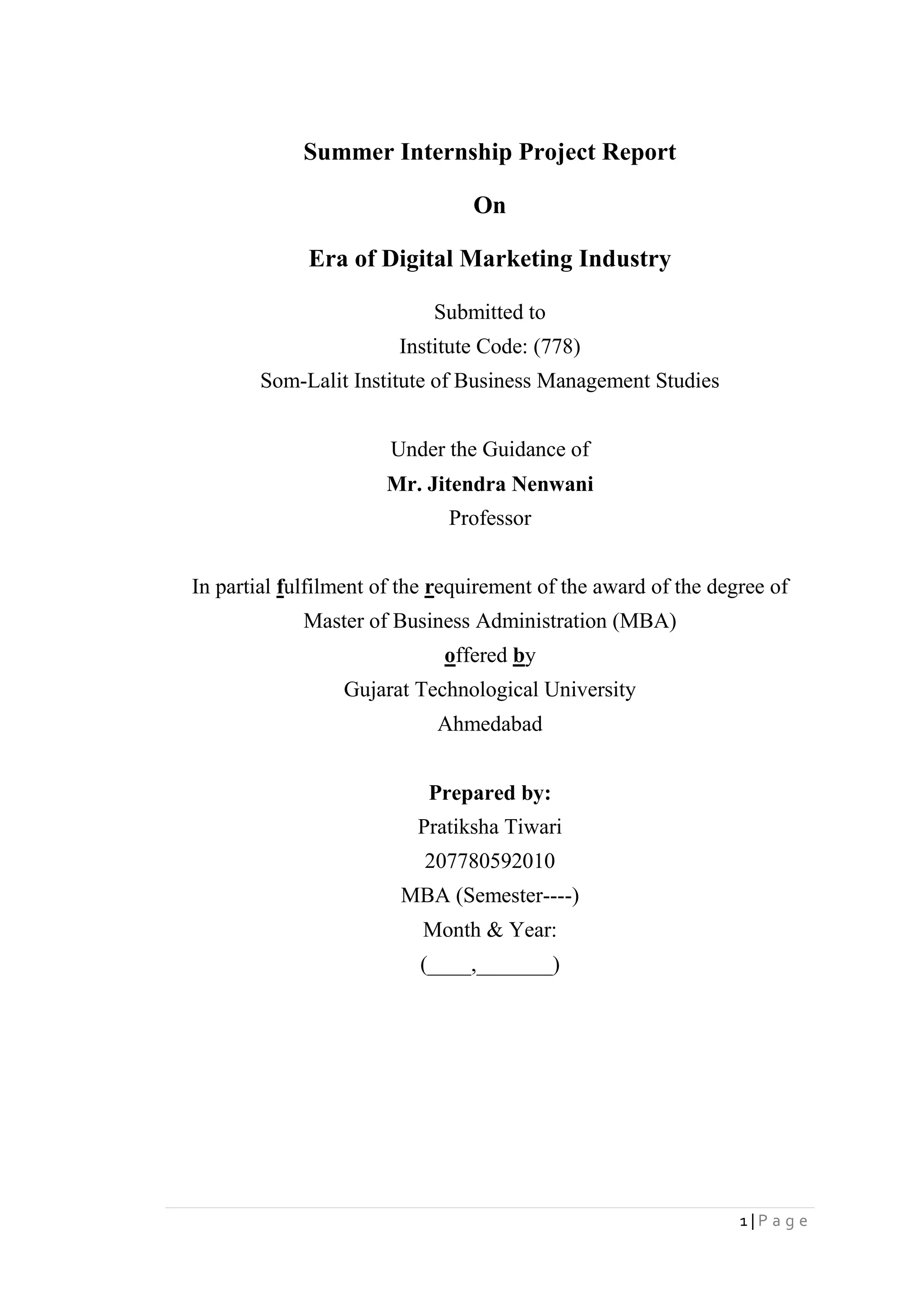 Sip project 2021 pratiksha tiwari(b) | PDF