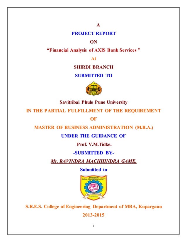 Financial Analysis of Axis Bank Services (MBA Finance) | DOCX | Business Banking & Finance ...