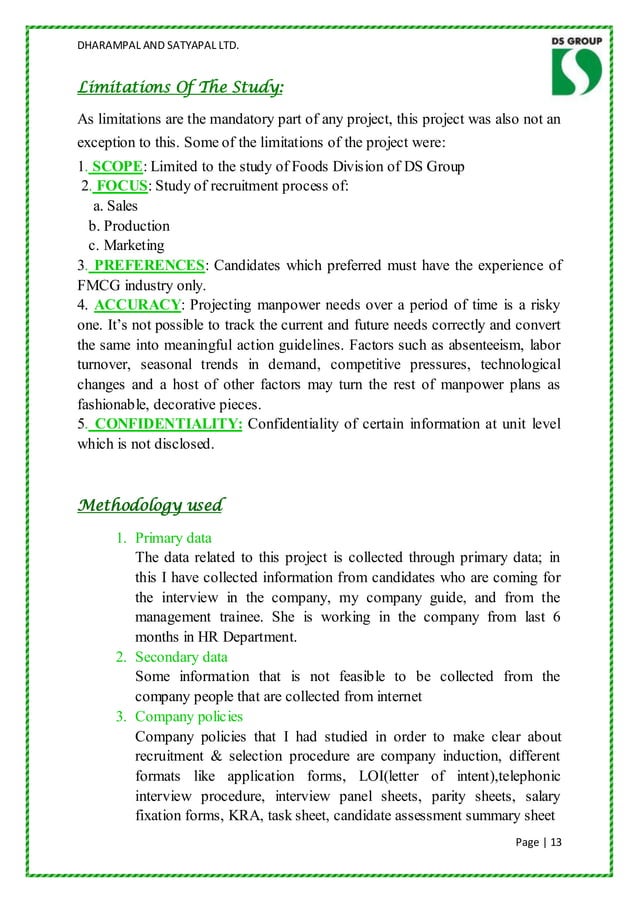 Sip Project Report | PDF | Human Resources | Business