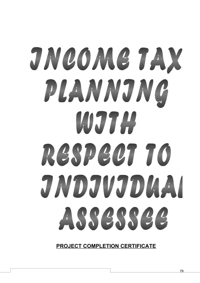 SIP REPORT ON INCOME TAX PLANNING WITH RESPECT TO INDIVIDUAL ASSESSEE | DOC