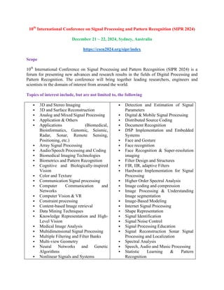 10th International Conference on Signal Processing and Pattern ...
