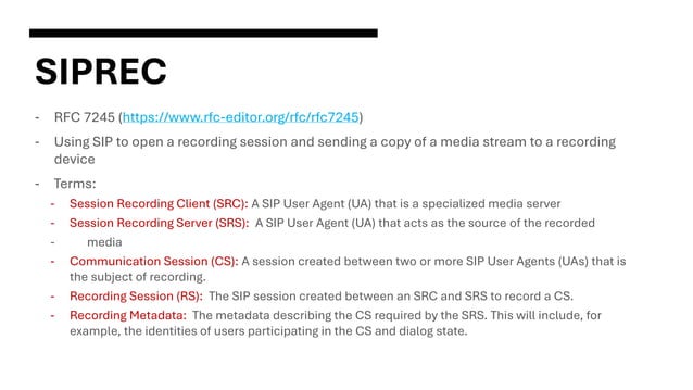 SIPREC RTPEngine Media Forking | PDF