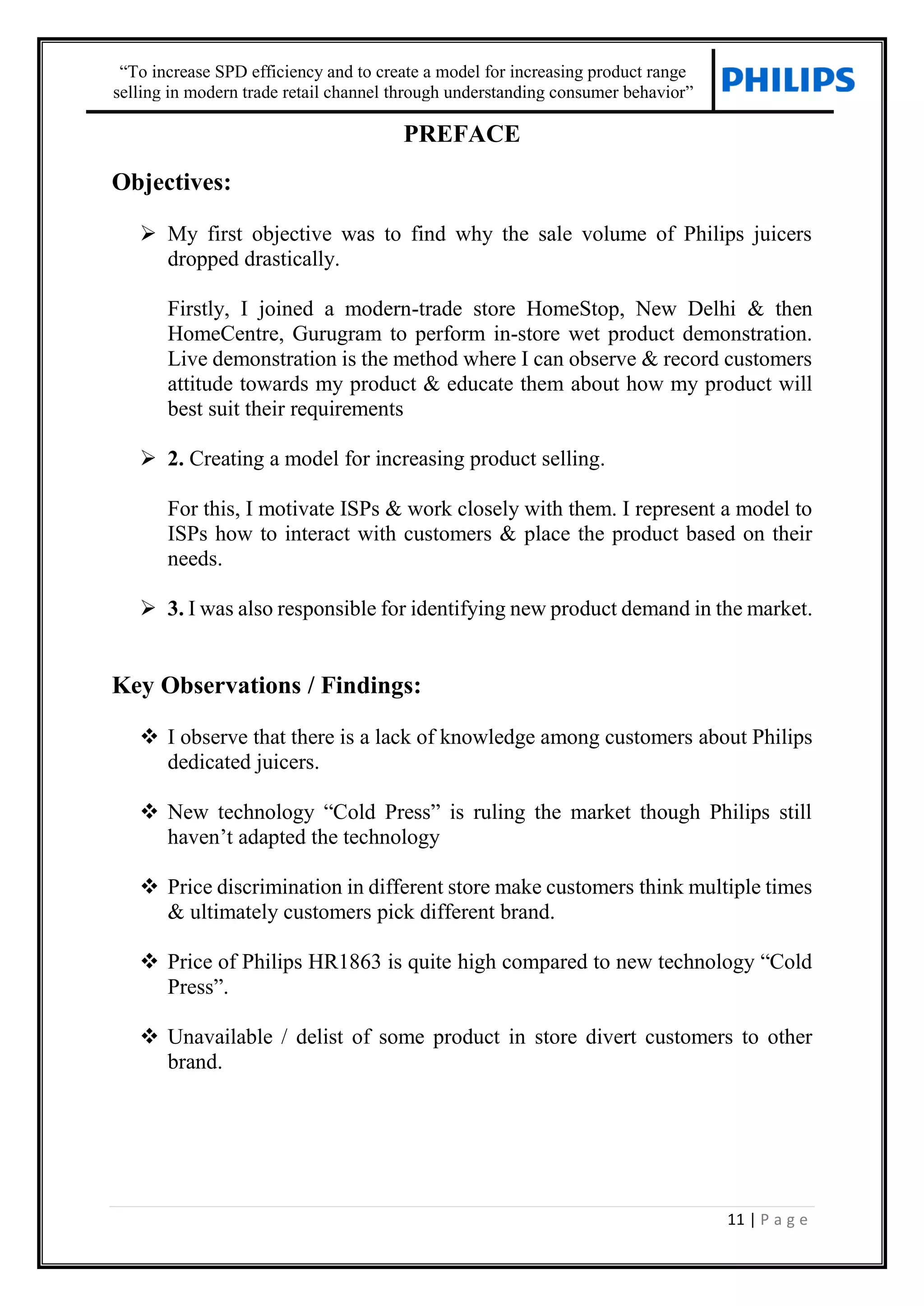 Philips Electronics Summer Internship | PDF