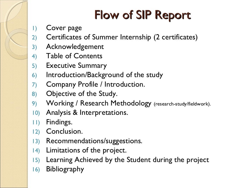 Sip report writing guidelines