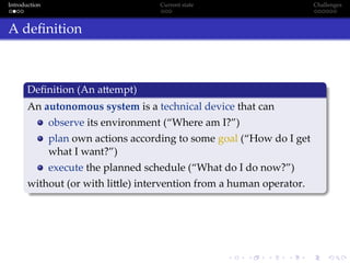 Autonomy and autonomous systems, the state of play | PDF